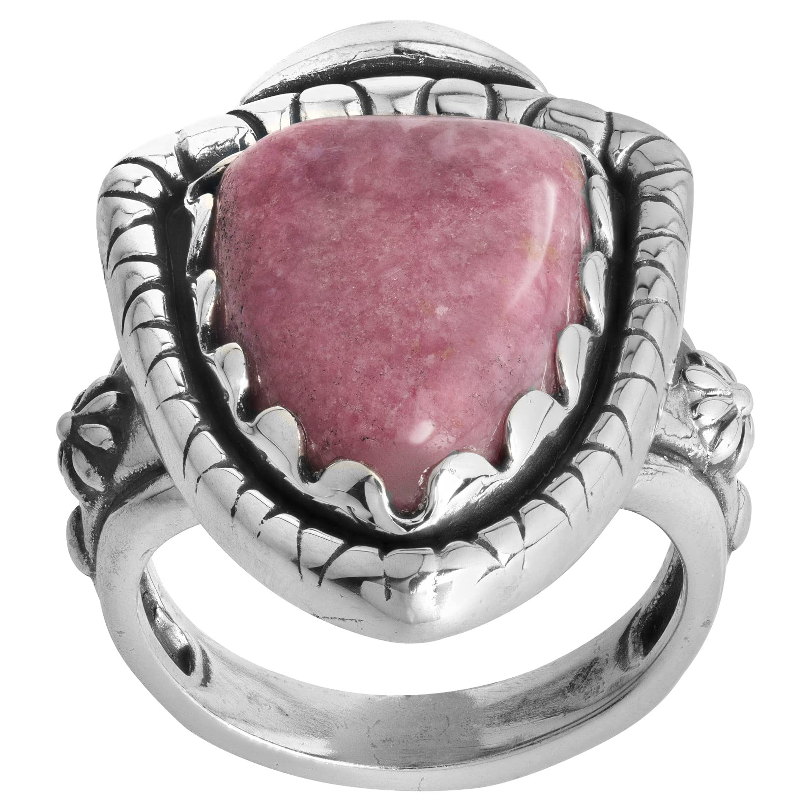 American West Sterling Silver Women's Ring Pink Rhodnonite Gemstone Arrowhead Design Size 10