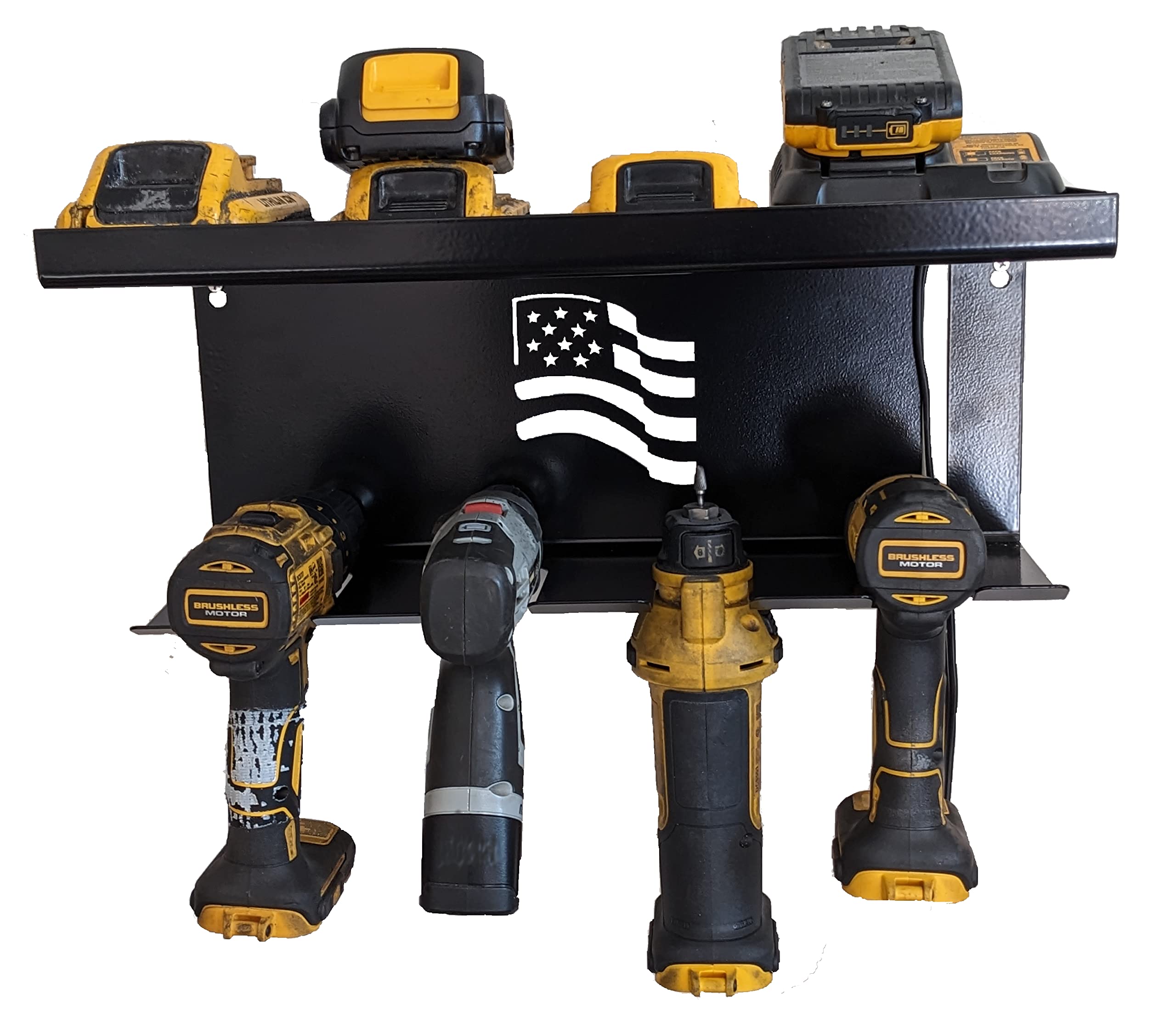 Bell Forge Drill Tool Organizer, Wall Mount Rack Bracket, Charging Station, Power Tool Garage Organizer, Steel Powder Coated, Made in USA