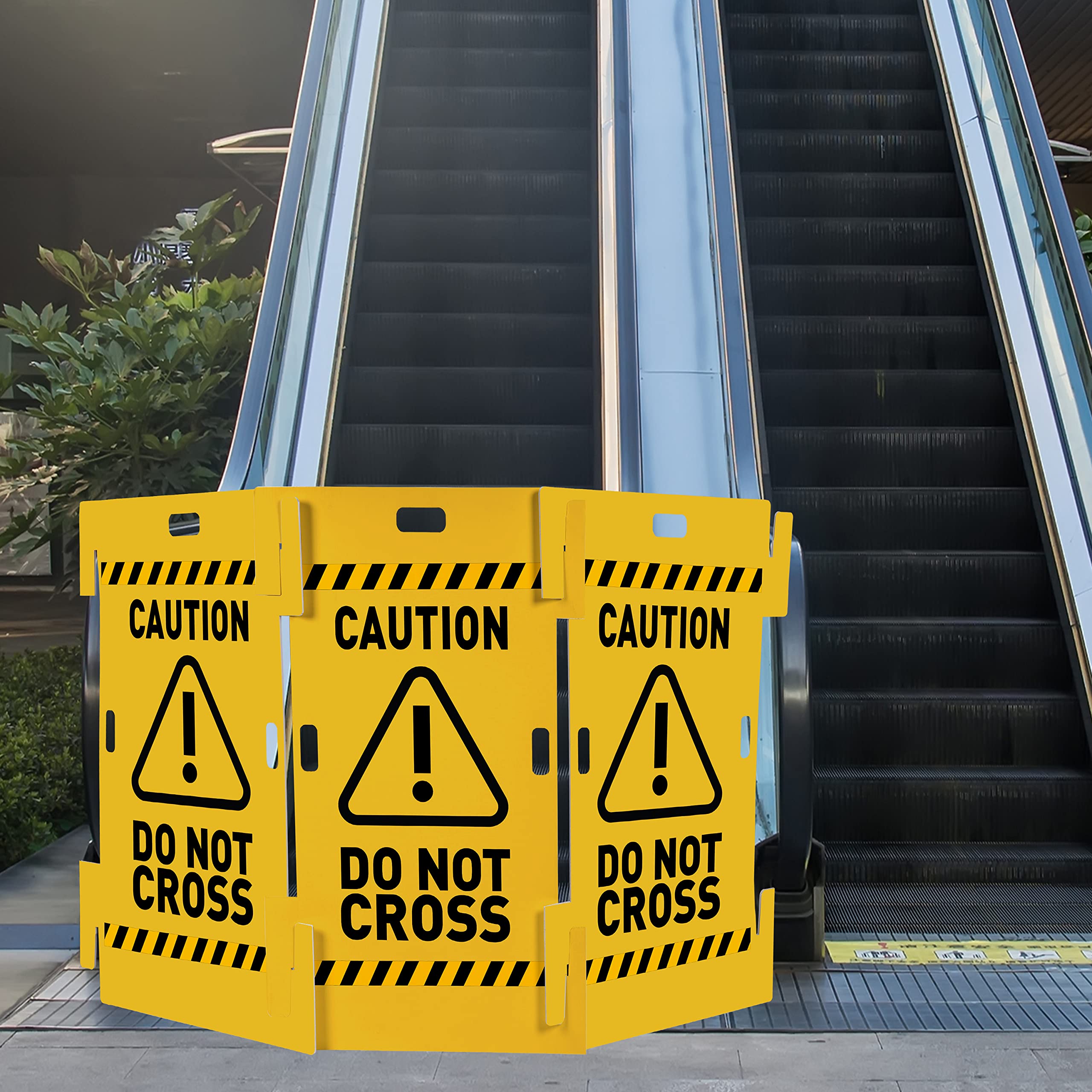 BannerBuzz Crowd Control Interlocking Barrier, Made of 5 mm Corflute 890 GSM graphic weight, Stop Do Not Enter Caution Do Not Cross and more options (7.5’ W X 4’ H feet) (CAUTION DO NOT CROSS)