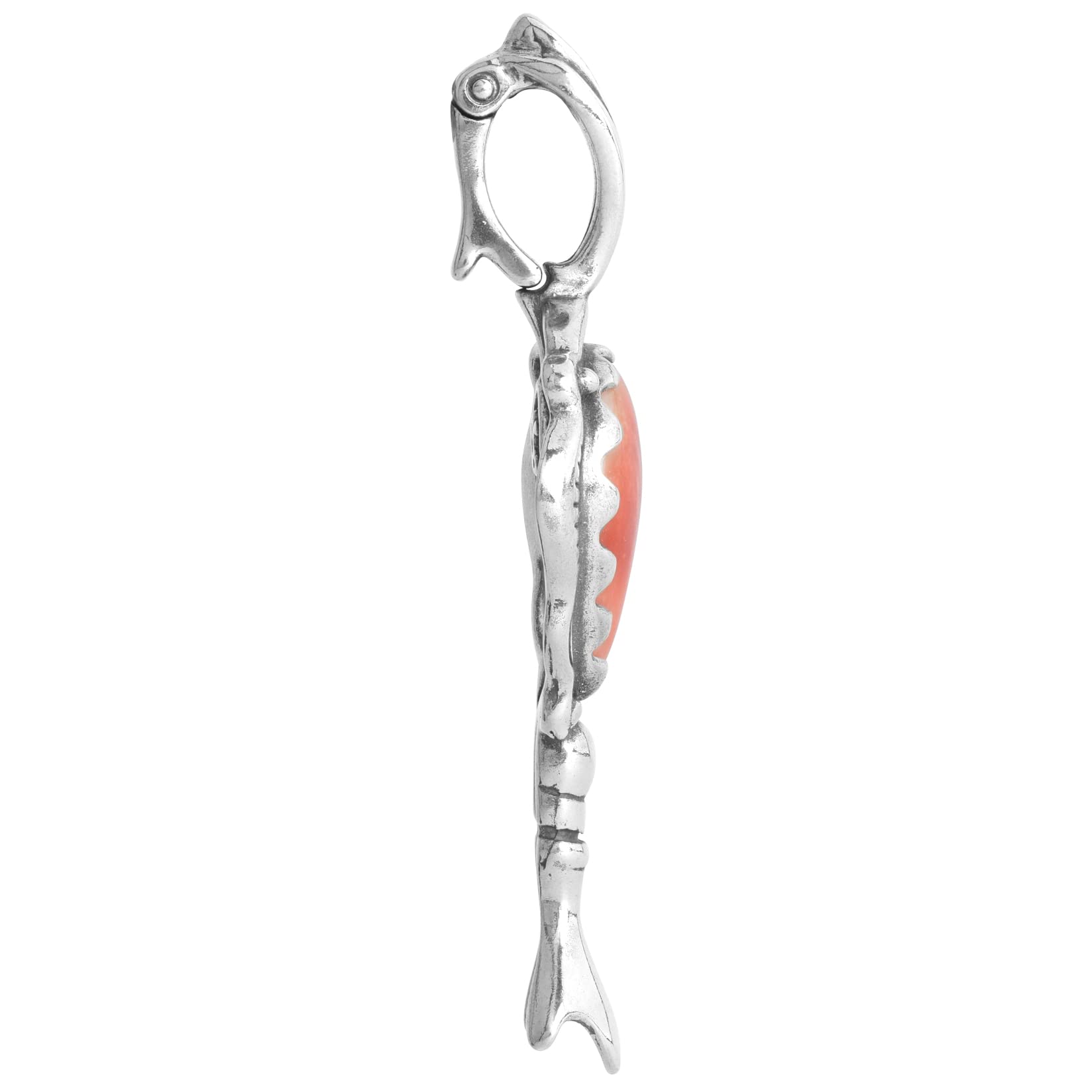 American West Sterling Silver Women's Pendant Enhancer Orange Spiny Gemstone Squash Blossom Design