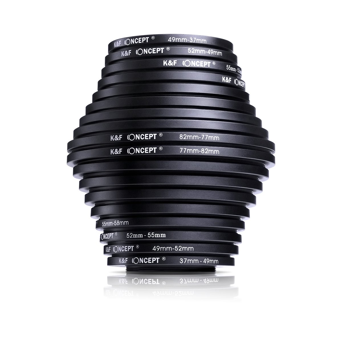 82mm Variable ND2-400 Lens Filter & 18 Pcs Filter Adapter Rings, 1-9 Stops Adjustable Neutral Density Filter and Filter Up & Down Filter Adapter Ring Kit