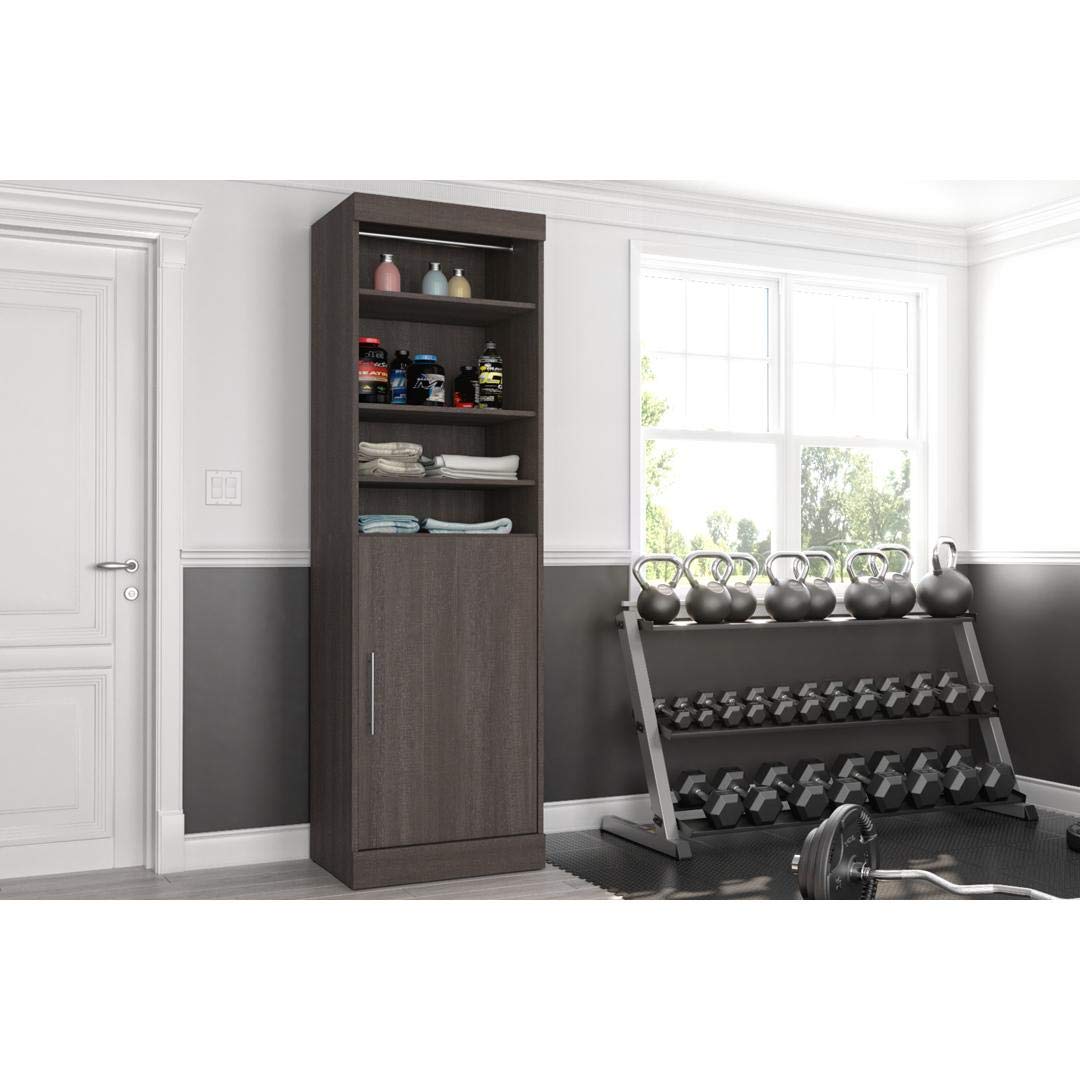 Bestar Nebula Shelving Unit with Door, 25W, Bark Grey