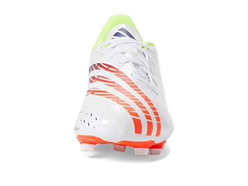 adidas Unisex Edge.4 Predator Flexible Ground Soccer Shoe, White/Solar Yellow/Power Blue, 9.5 US Men