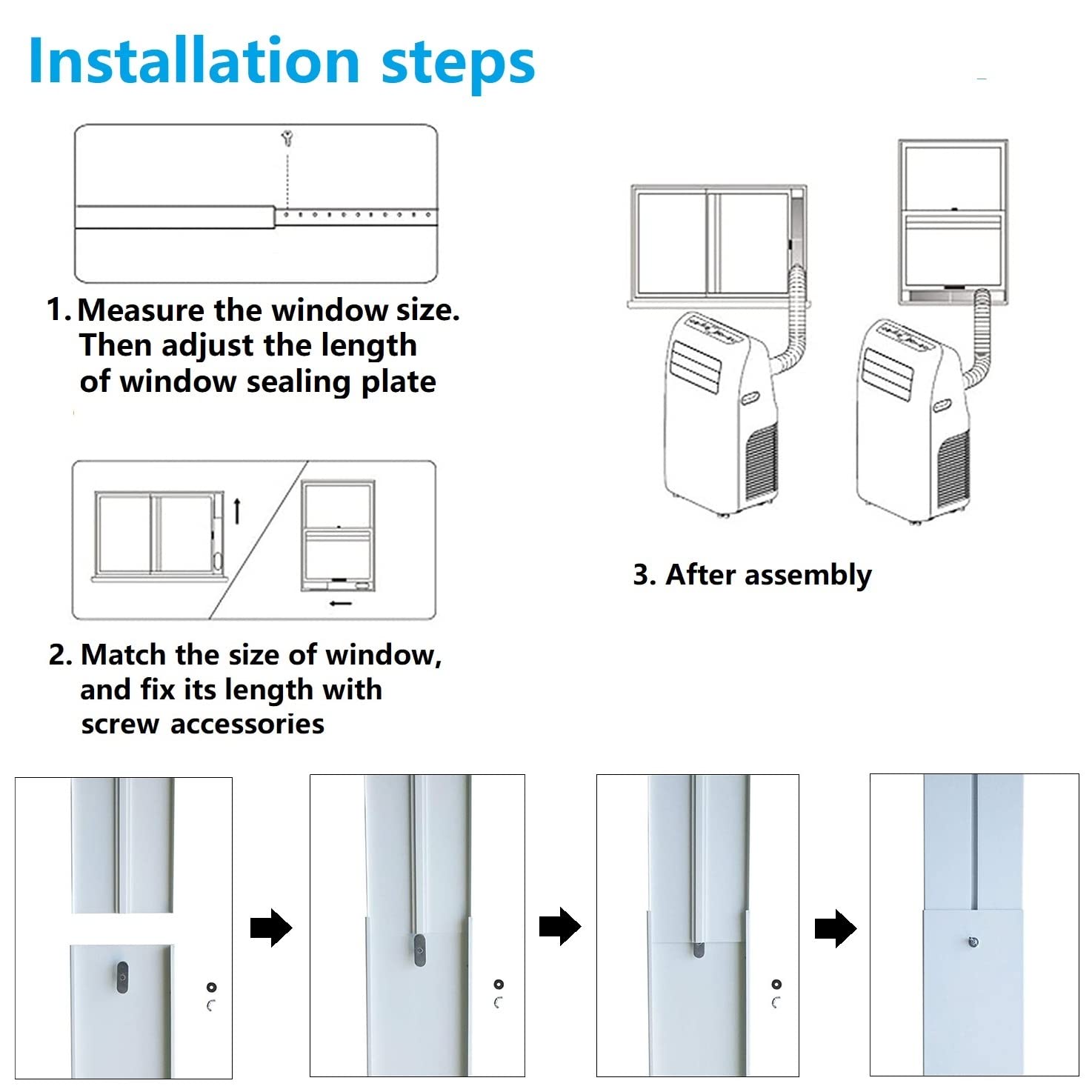 Aprjv Air Conditioner Window Seal Kit, Sliding Window Portable AC Vent Kit, Universal Adjustable PVC Balcony Seal Kit with Exhaust Hose Suit for 5.9''/15cm Air Conditioner