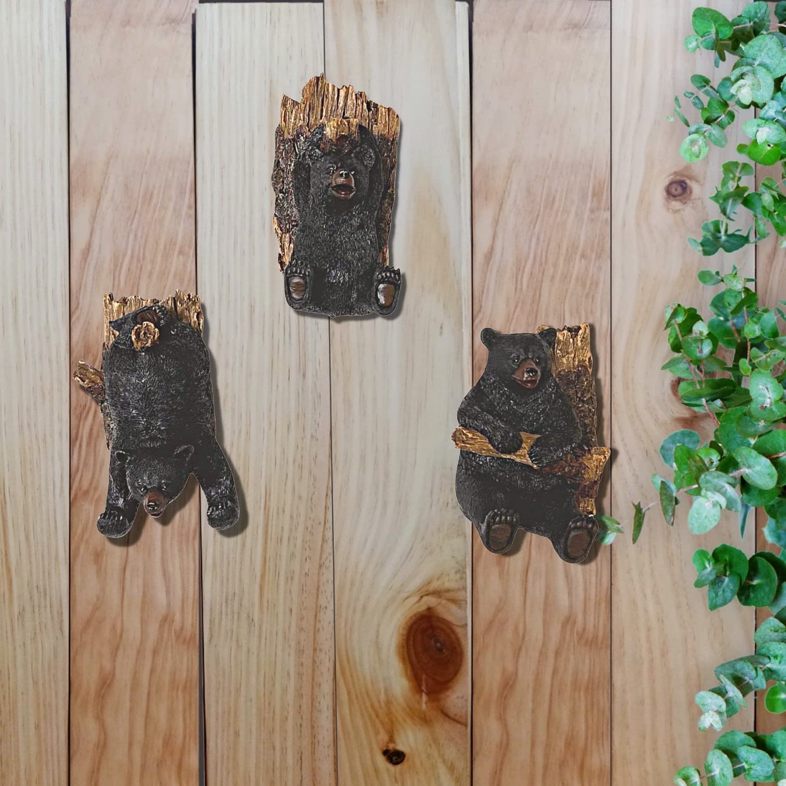 BestGiftEver Black Bear Coat Hooks - Playful Black Bear on Branch Wall Hooks Set of 3 - Rustic Towel Holder, Coat Hanger Wall Mounted Decor for Cabin Lodge - Ideal for Nature and Hunting Enthusiasts