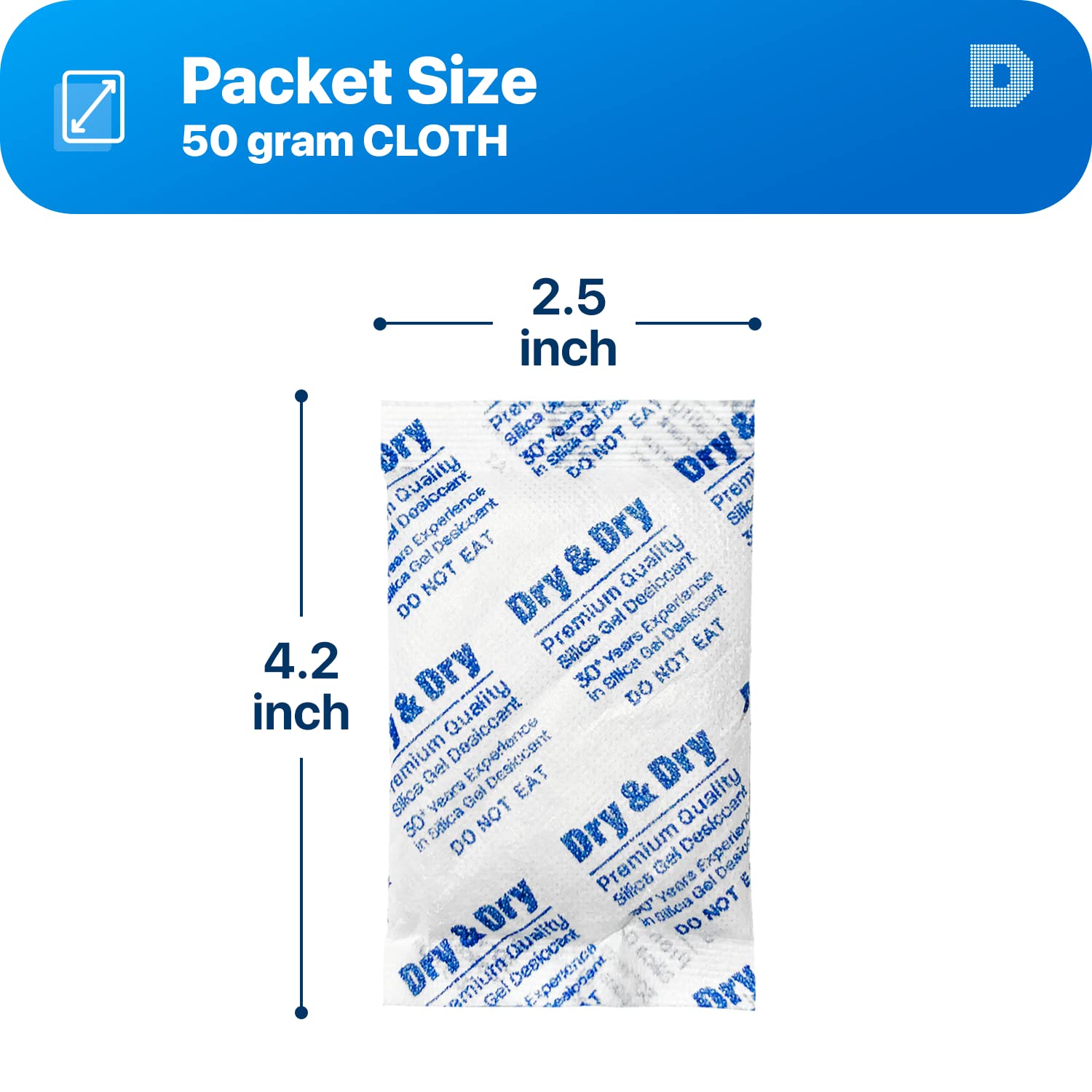 Dry & Dry 30 Gram [20 Packets] Silica Gel Packets Desiccants, Silica Packets - Rechargeable Silica Gel Packs, Silica Gel Packets, Desiccants Packets, Silica Gel