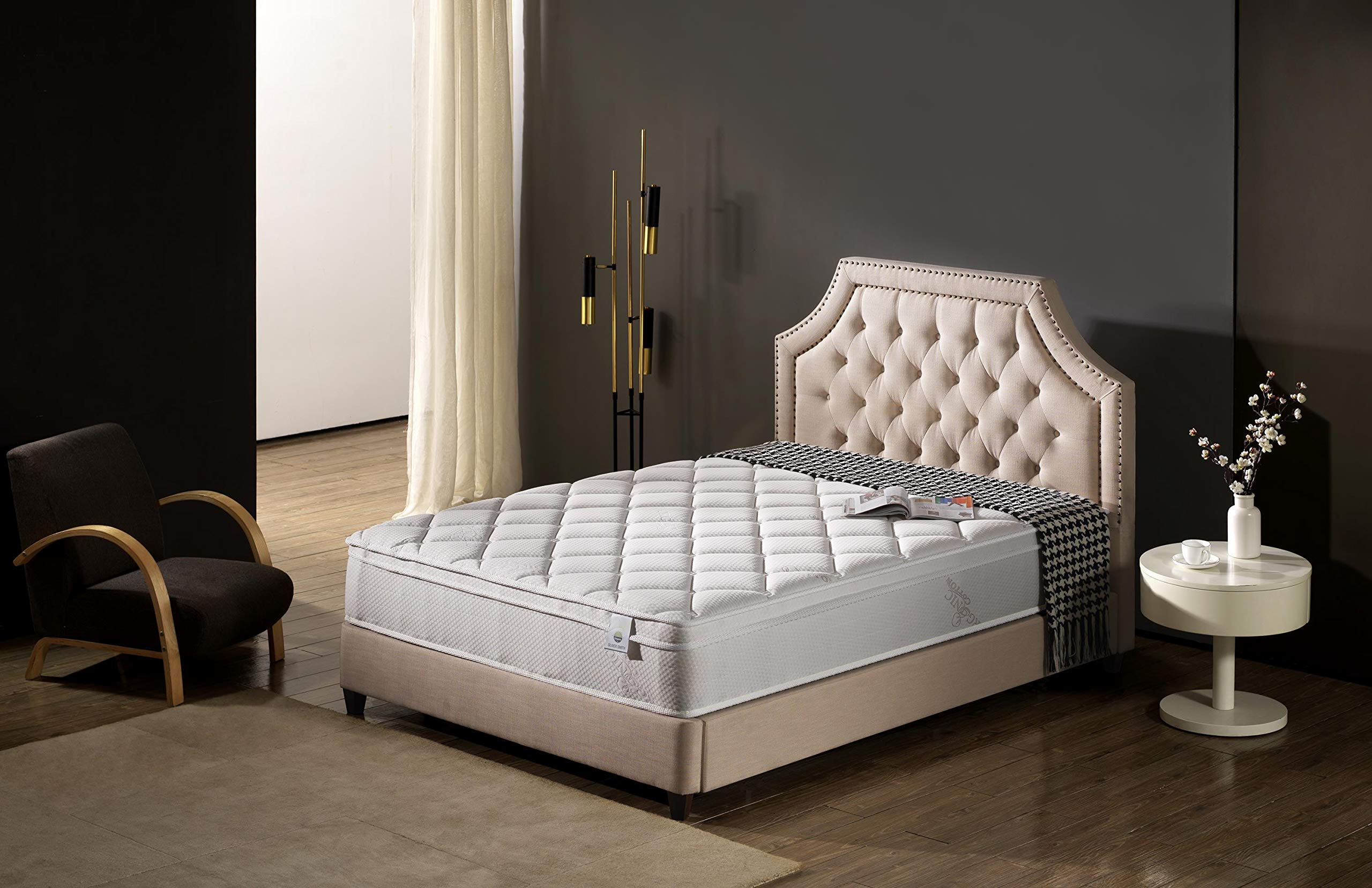 Oliver Smith - Organic Cotton - 12 Inch - Deluxe Sleep - Plush Euro Pillow Top - Cool Memory Foam & Pocket Spring Mattress - Green Foam Certified - Size - Full