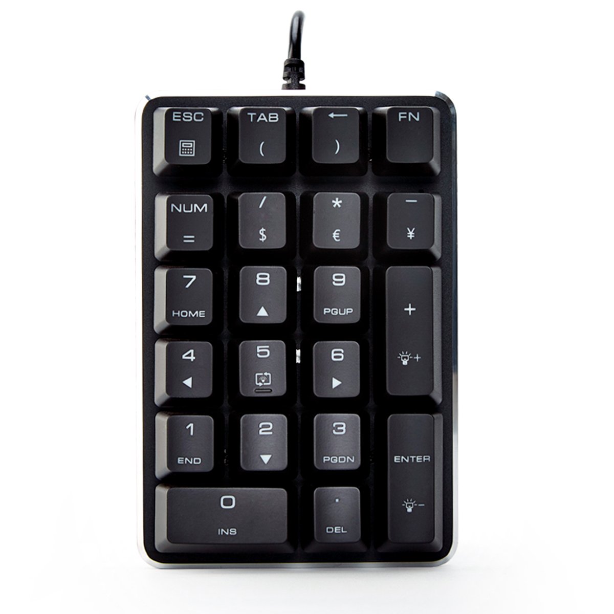Qisan Mechanical Gaming Numeric Keypad/Keyboard 21 Keys Mini Numpad with Cherry MX Brown Switches White Backlight for iMac/MacBook - Black, Magicfore