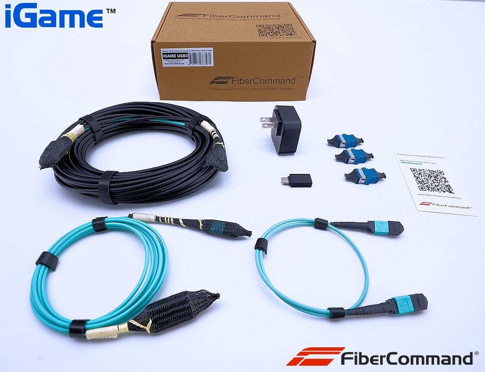 FIBERCOMMAND iGAME - VR - Zero LAG -Extra Long Fiber Optic Cable, High Speed Data Transfer & Fast Charging, Compatible with USB-C 3.x/VR/Gaming PC/Consoles
