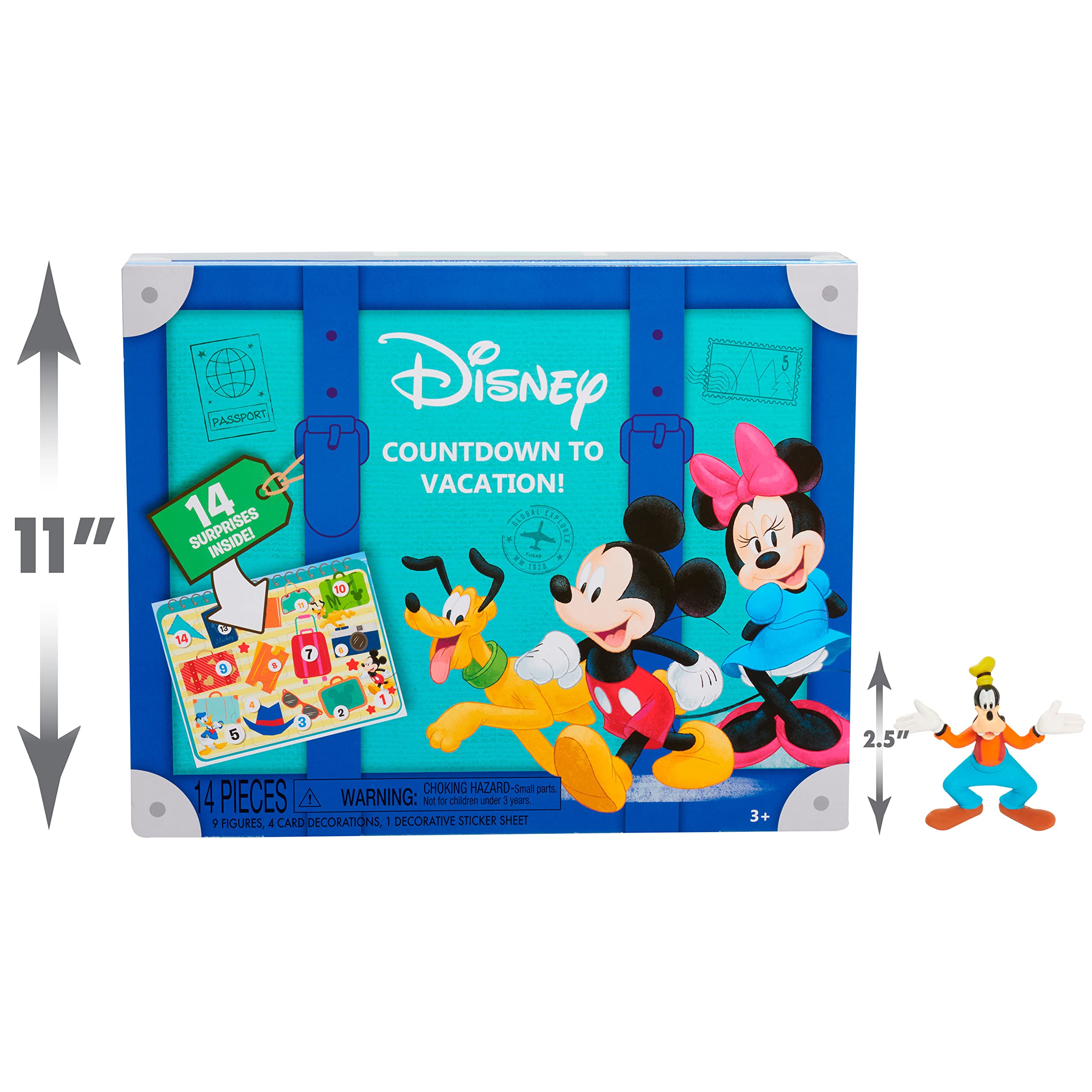 Disney Junior Mickey Mouse Countdown to Vacation, 14-pieces, 9 Figures Included, Kids Toys for Ages 3 Up, Amazon Exclusive by Just Play