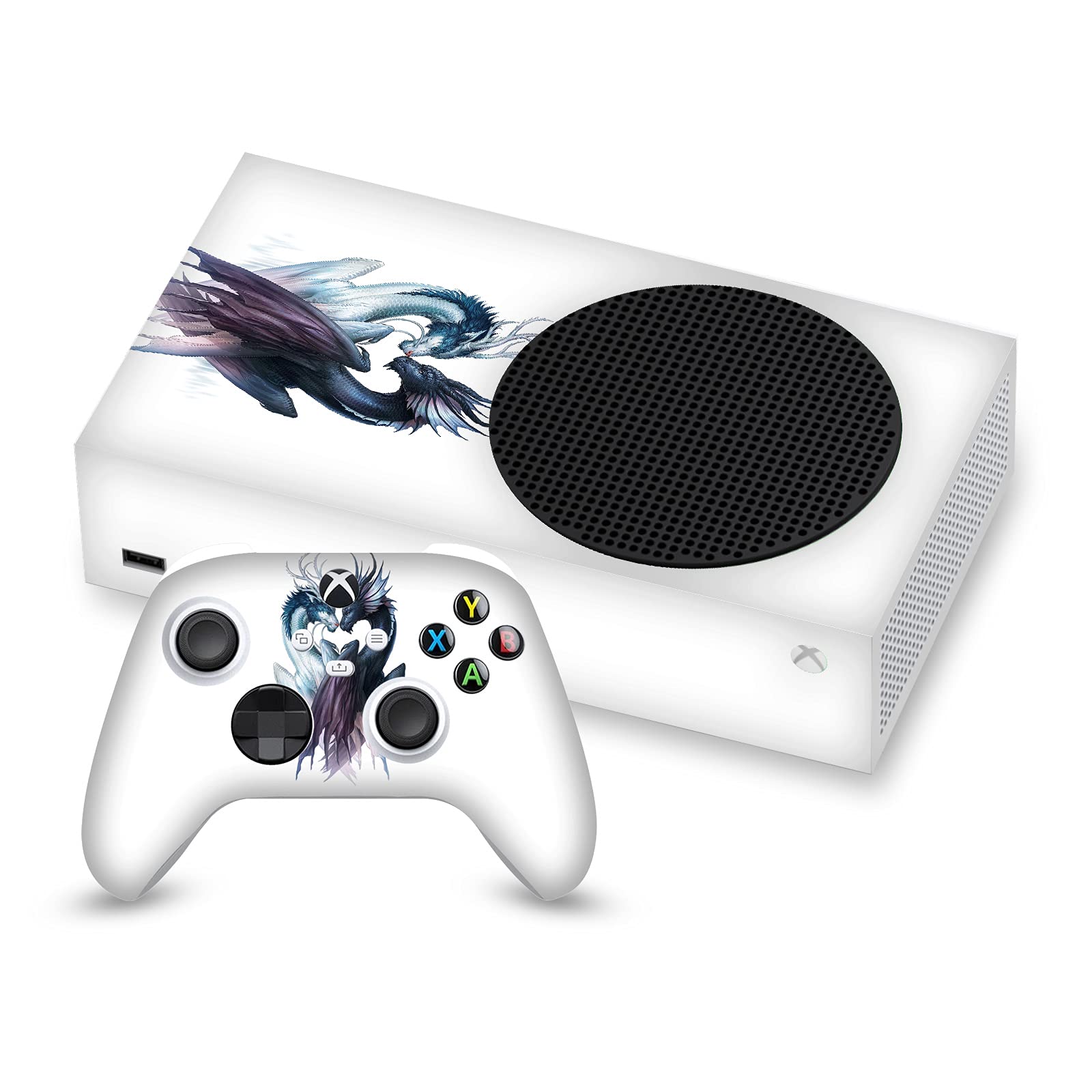 Head Case Designs Officially Licensed Jonas JoJoesArt Jödicke Yin and Yang Dragons Art Mix Matte Vinyl Sticker Gaming Skin Case Cover Compatible with Xbox Series S Console and Controller Bundle