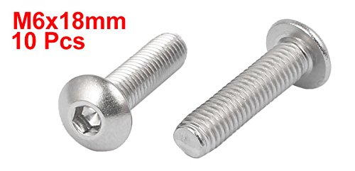 uxcell M6x18mm 316 Stainless Steel Button Head Hex Socket Cap Screw Bolt Fastener 10pcs