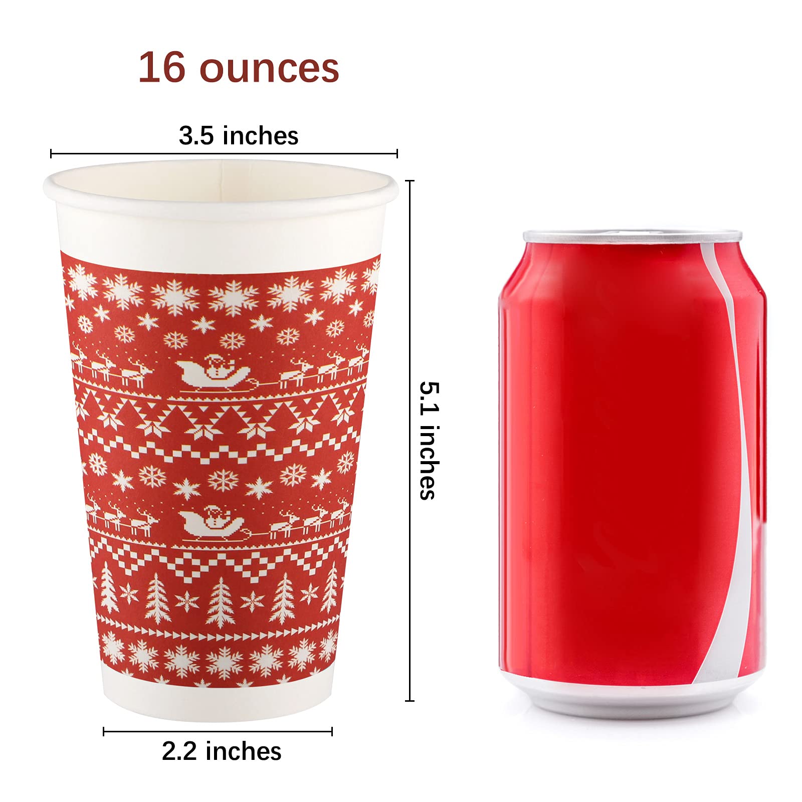 Aneco 36 Pieces Christmas Cups 16 Ounce Drinking Tea Paper Cups for Both Hot and Cold Beverages, Christmas Party Supplies, Assorted Styles