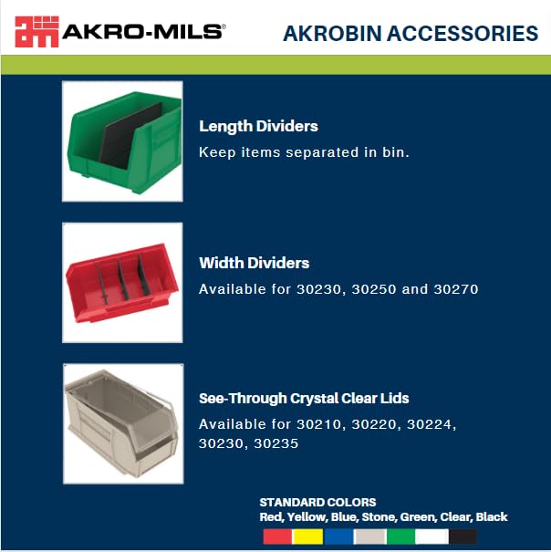 Akro-Mils 30240 AkroBins Plastic Hanging Stackable Storage Organizer Bin, 15-Inch x 8-Inch x 7-Inch, Clear, 12-Pack