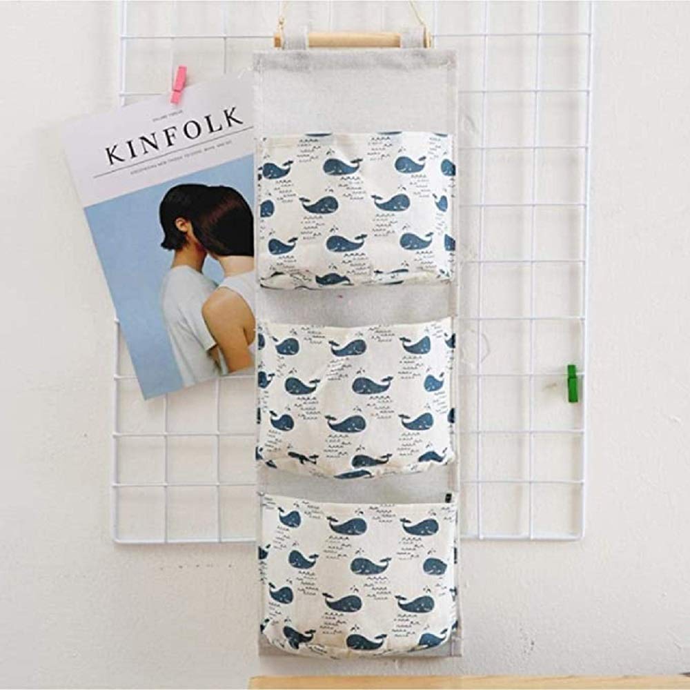 GUAGLL Home Storage Bag Three Pockets Household Wardrobe Door Wall-Mounted Storage Bag for Toys Socks, Clothes