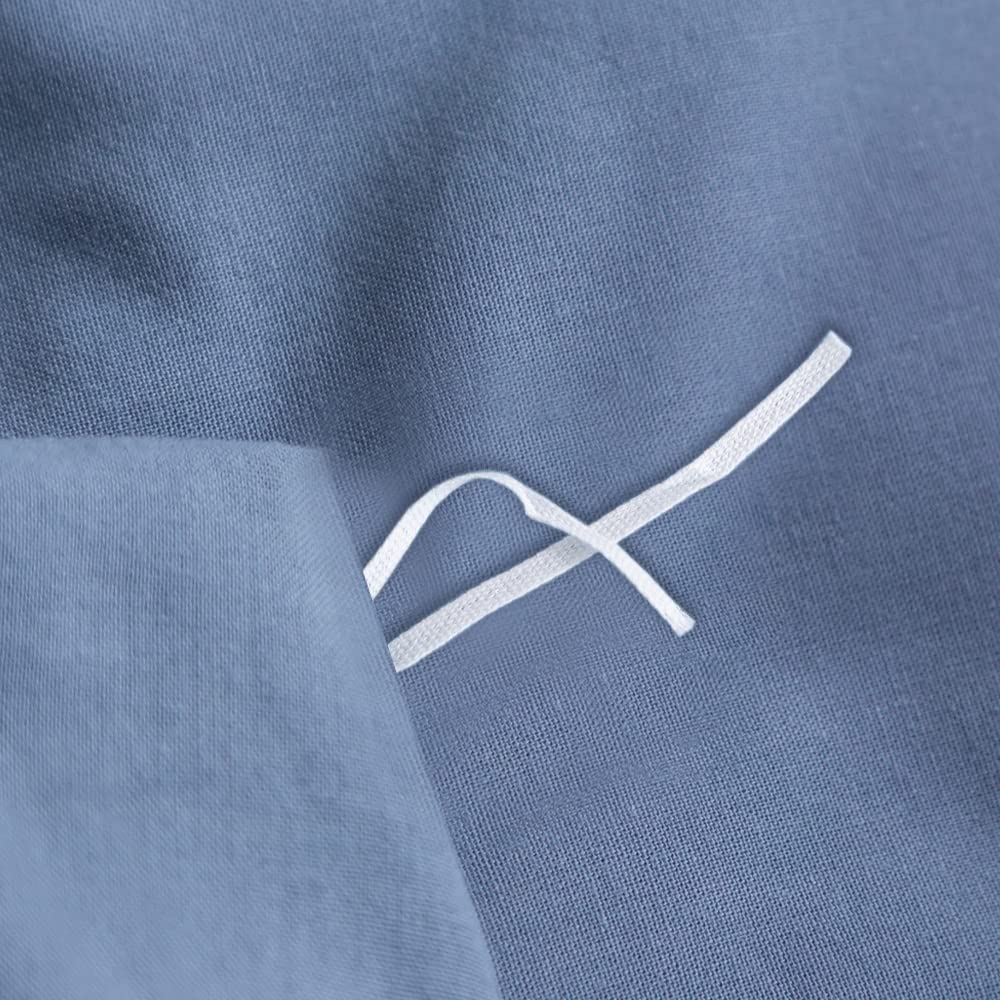 TazmKezm Blue Duvet Cover Set 100% Washed Cotton Duvet Cover Full Size,3 Pieces Luxury Soft Bedding Set with Zipper Closure.Solid Color Pattern Duvet Cover(80x90 Inch)