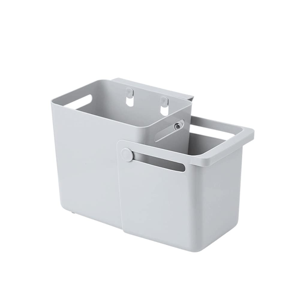 BIENKA Trash cans Indoor Outdoor Small Trash Can Plastic Hanging Kitchen Cabinet Door Wall-Mounted Counter Telescopic Waste Basket for RV/Office/Bedroom/Dorm Garbage Bin Garbage cans (Color : Grey)