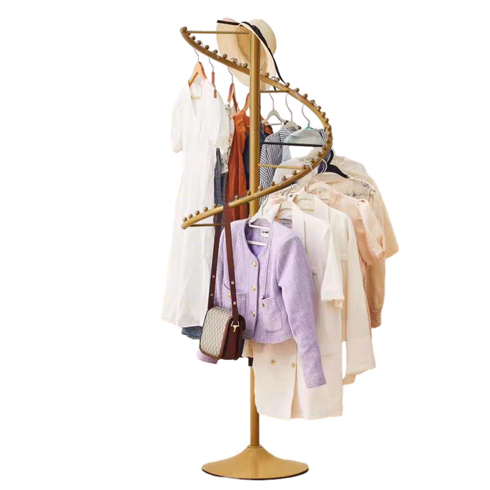 BIFCIOFH Spiral Rotating Clothing Rack, 38 Ball Heavy Duty Garment Rack, Standing Metal Sturdy Freestanding Hanger For Boutique Bedroom Space Saving (Color : Black, Size : 180cm)