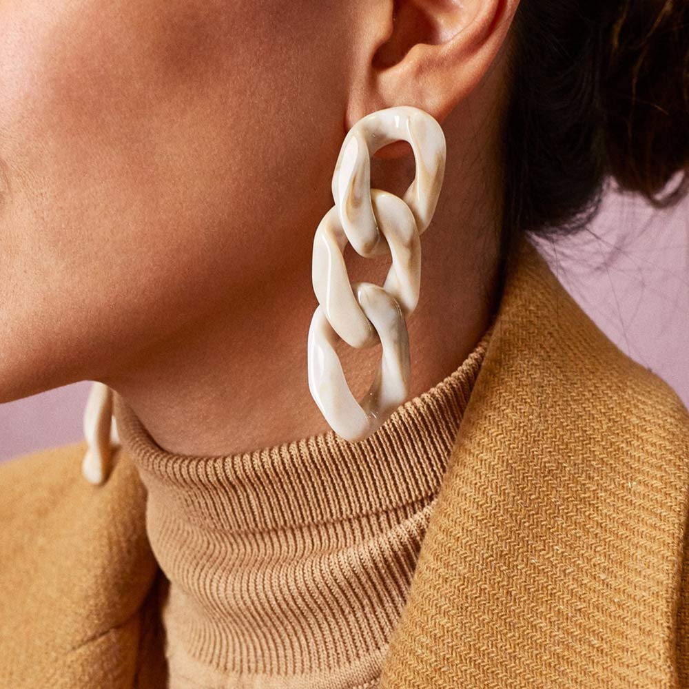 Acrylic Drop Dangle Earrings Chunky Long Link Chain Dangle Earrings Statement Geometric Resin Paperclip Chain Drop Dangling Earrings for Women