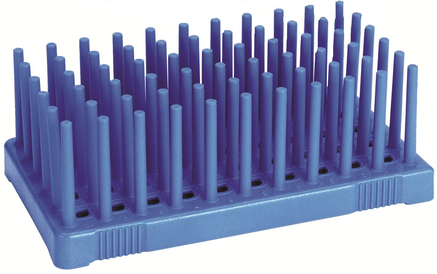 Heathrow Scientific HS24311B Peg Tube Rack, 50 Wells, Polypropylene, 14 to 17 mm, Blue (Pack of 2)