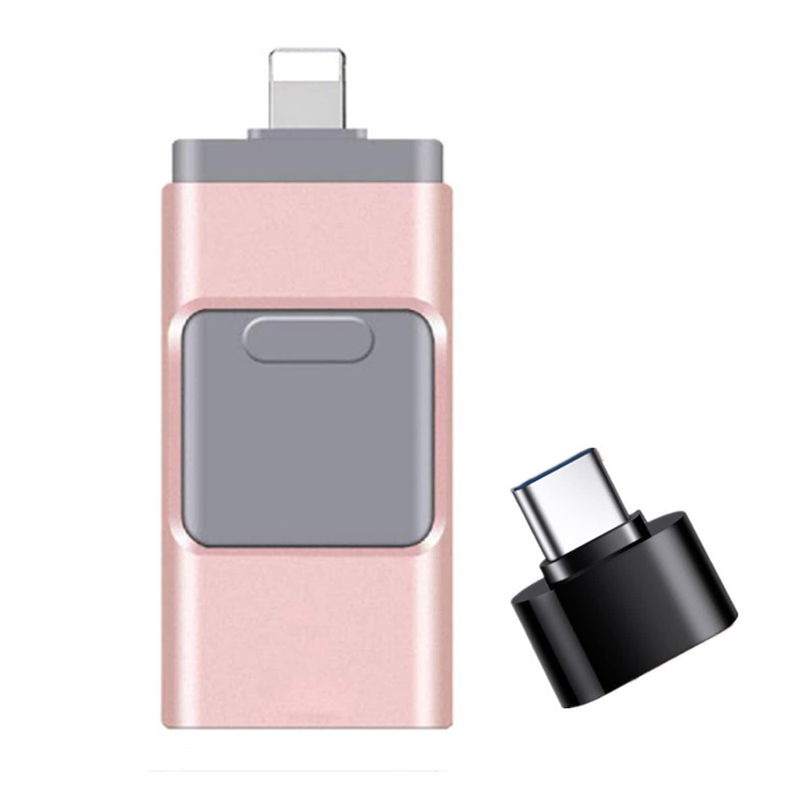 AQWEI 4 in 1 High Speed USB Multi Drive Flash Drive, Photo Stick Omni for iPhone and Computer, Flash Drive for iPhone & Photo Stick for Android Phones, 4 in 1 Drive Photo Stick Omni (128GB,Rose Gold)