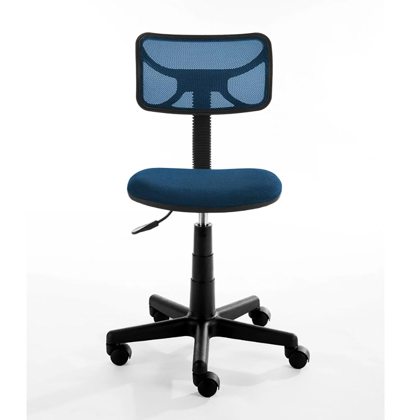 Armless Desk Chairs, Chair No Arms, Adjustable Rolling Mesh Task Work Swivel Chairs with Wheels Work Vanity Chair for Small Spaces Home Bedroom Study, Navy Blue