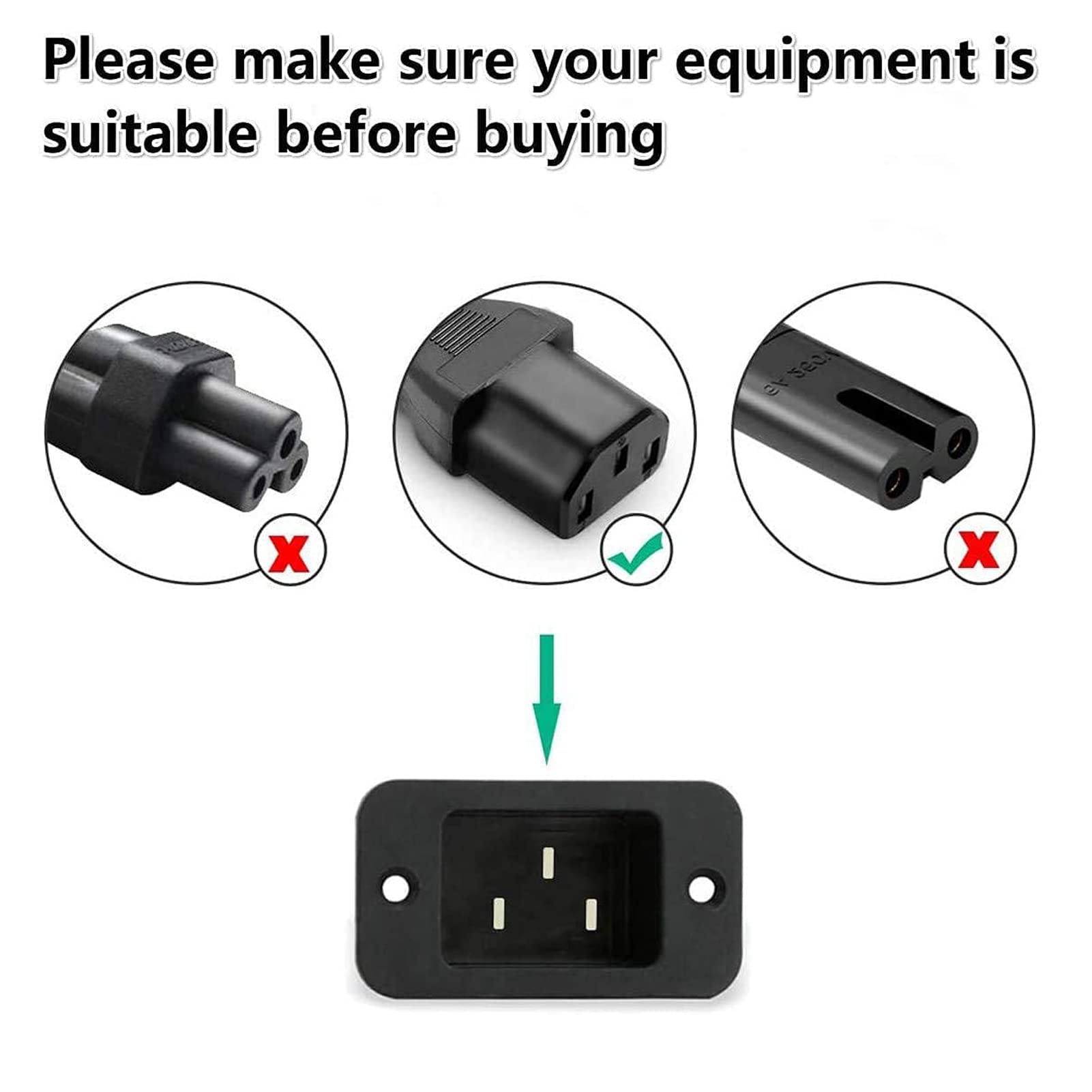AWADUO 3 Prong Power Cord,10A 125V Computer Monitor TV Replacement Power Spring Cable for TV, Computer, Projector,HDTV(2.5M/8.2FT)