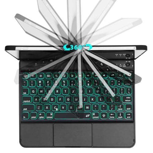 LENRICH Keyboard Case for iPad Air 11 inch M2 2024,Mulit Touchpad Backlight for iPad Pro 11-inch 4th/3rd/2nd/1st/iPad Air 5th/4th Generation 10.9 inch 360 Swivel Rotatable Thin Light Cover