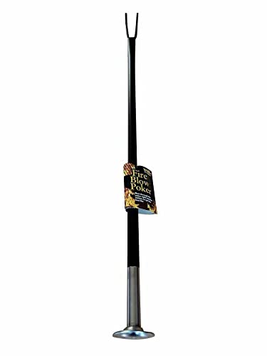 Fireplace Blow Poker Bundle with InstaFire Starter - All in one Fire Poker, Blow Poke, Rake Tool