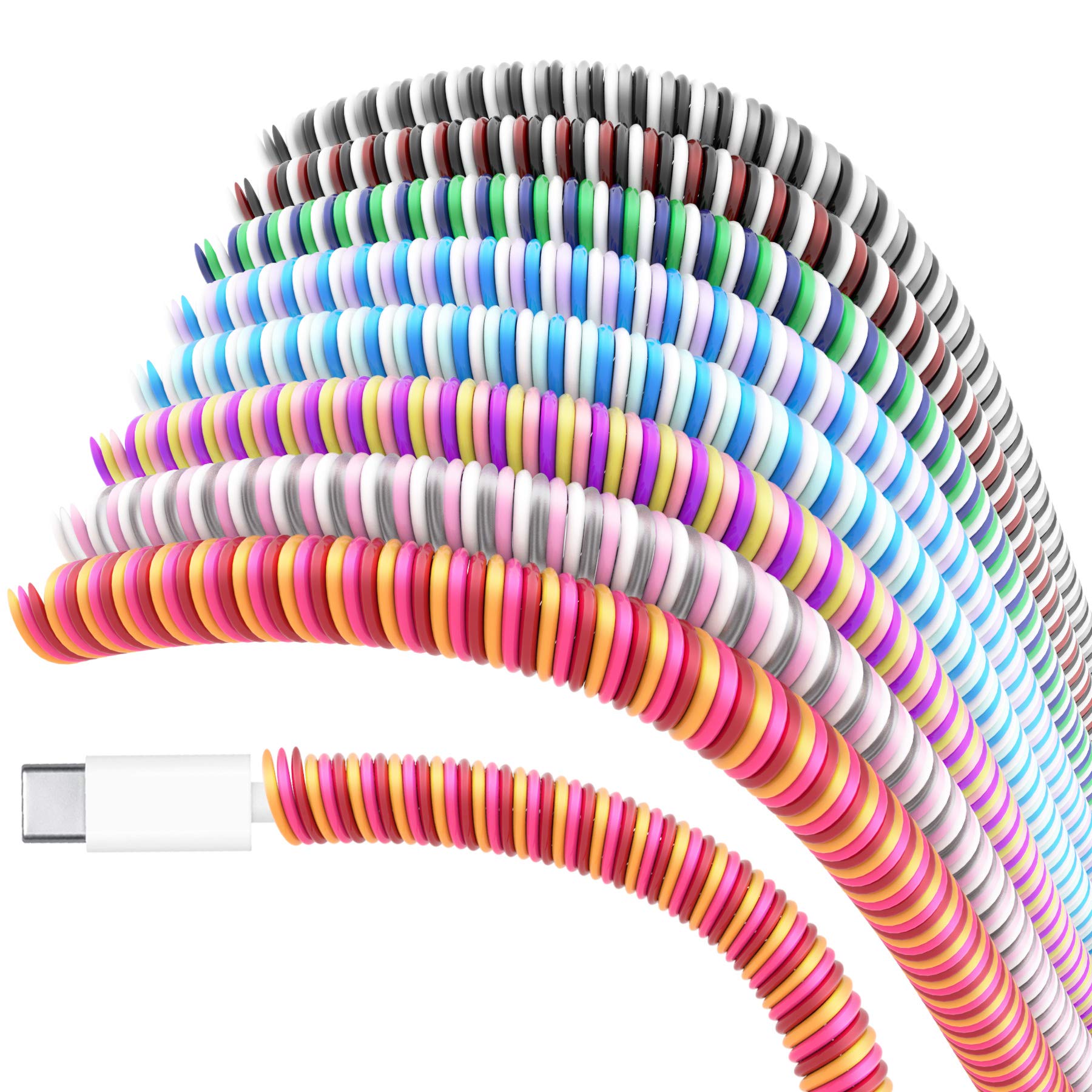 Rancco Cable Protector/Wire Repair/Pets Chew Cable Protector/Headphone Saver, 8 Pc Spiral Cable Strain Relief Cable Wrap Tube Charger Cord Sleeve, USB Date Cable Saver[3.9ft/pc]