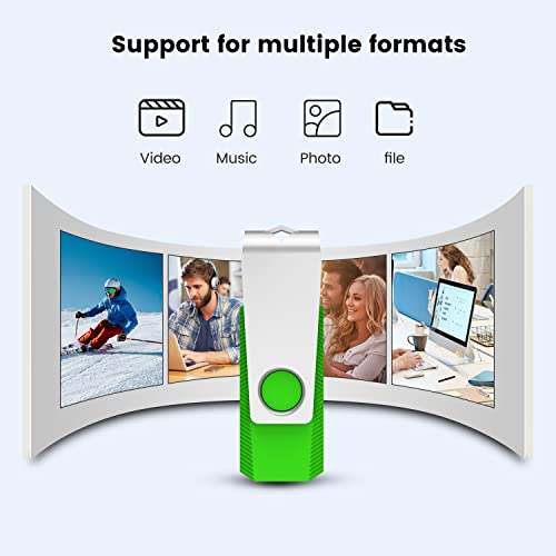 RAOYI 10 Pack 8GB USB Flash Drive, USB 2.0 Swivel Metal Memory Stick Thumb Drives Pen Drive Jump Drive for Data Storage (4 Mixed Color)