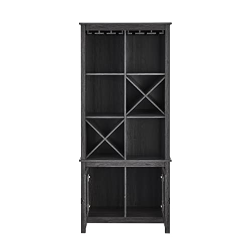 Home Source 72" Wood Exquisite Bar Wine Cabinet with Storage,Liquor Cabinet with Removable Wine Racks,Bookcase,Kitchen Pantry Storage Cabinet for Kitchen,Dining Room, Living Room,Espresso