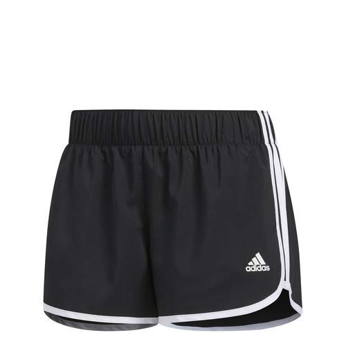 adidas Women's Running M10 Shorts 4" Inseam, Black/White, Large