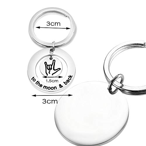 AKTAP Sign Language Jewelry I Love You to The and Back Keychain ASL Sign Language Gift Interpreter Gift ASL Jewelry