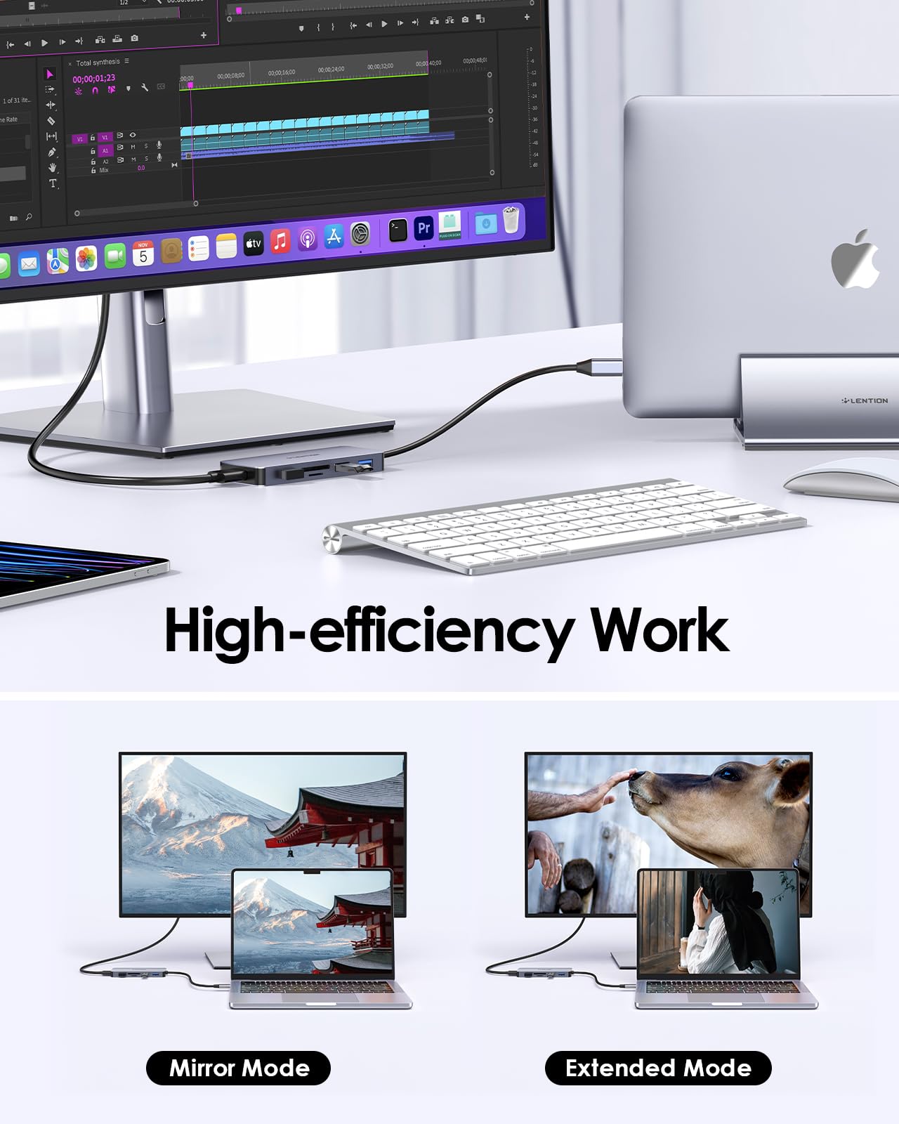 LENTION USB C Hub with 4K HDMI, 3 USB 3.0, SD/Micro SD Card Reader Compatible 2023-2016 MacBook Pro, New Mac Air/Surface, Stable Driver Certified Multi-Port Adapter (CB-C18, Space Gray)