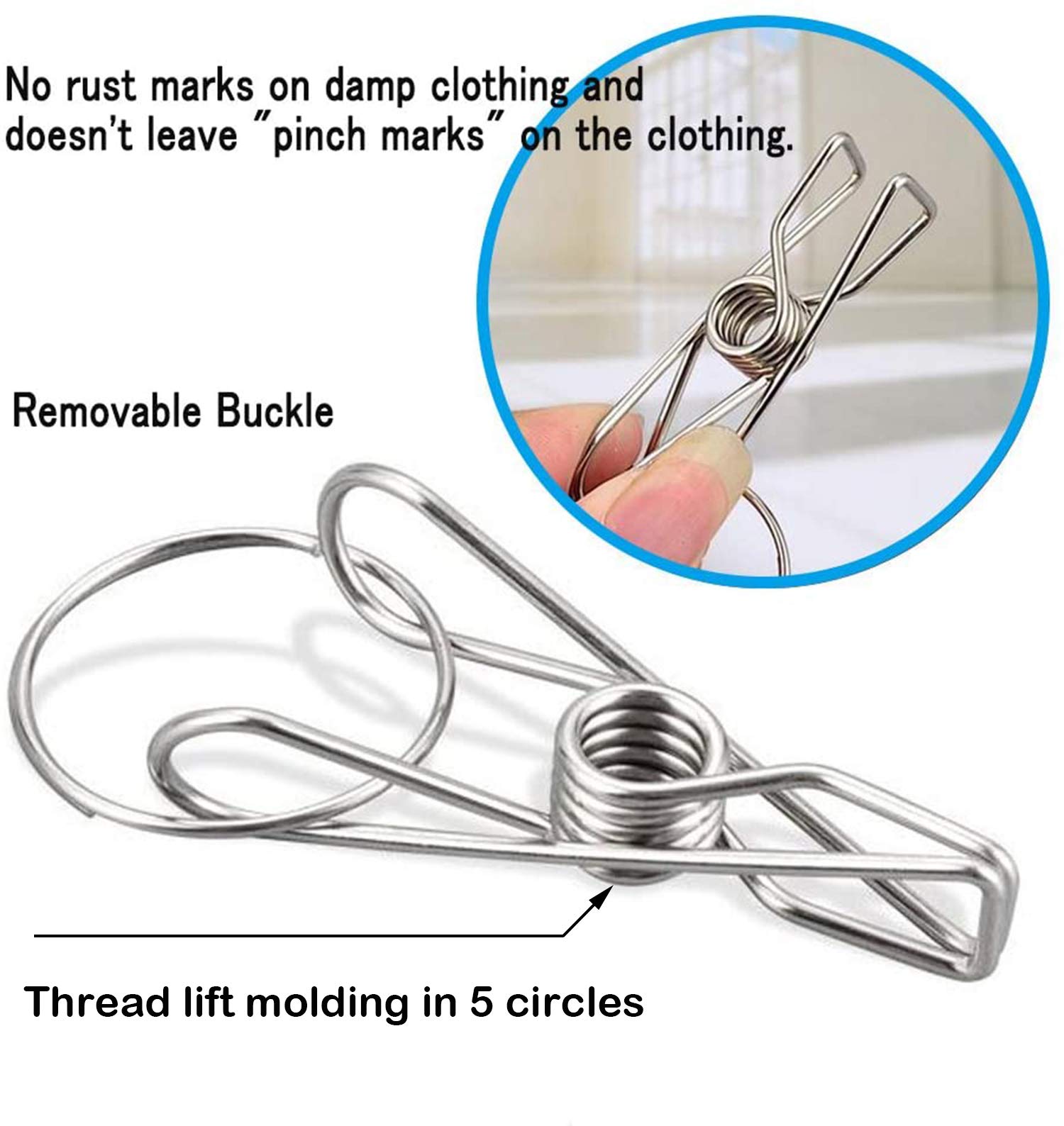 CenYouful 2 Pack Stainless Steel Round Hanging Drying Rack with 20 Clips for Drying Socks, Baby Clothes, Bras, Towel, Underwear, Hat, Scarf, Pants, Gloves