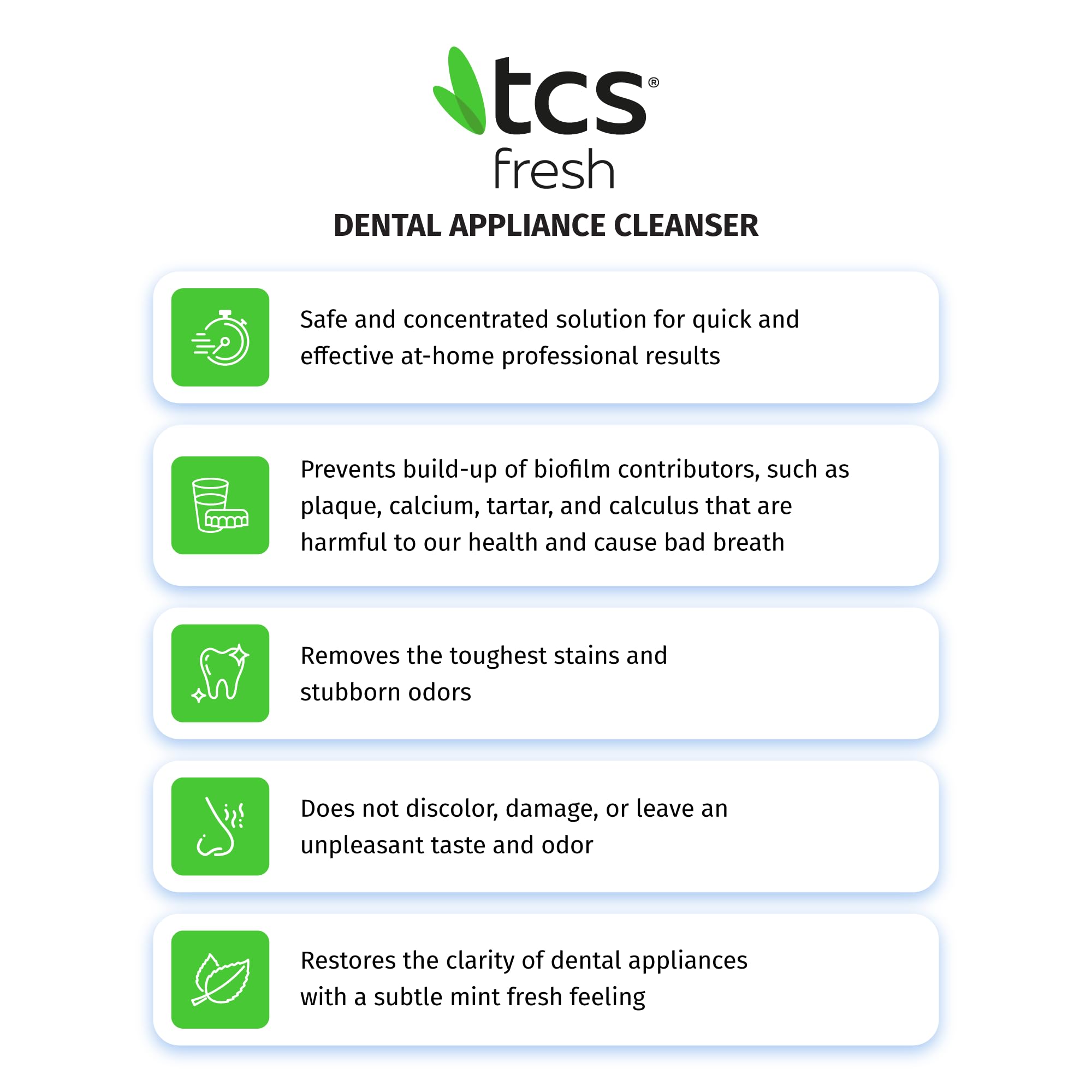 TCS Fresh Dental Appliance Cleaner Set - 6 Month Supply - Professional Strength Concentrated Retainer Cleaner Solution with Soft Bristle Dental Brush