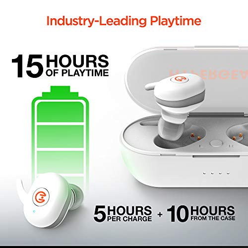 HyperGear Active True Wireless Bluetooth Earbuds + Portable Pocket-Sized Charging Case [Quick Pairing] Noise Cancelling Mic., Built-in Touch Control, HD Stereo Sound, IPX5 Waterproof (White) 15127