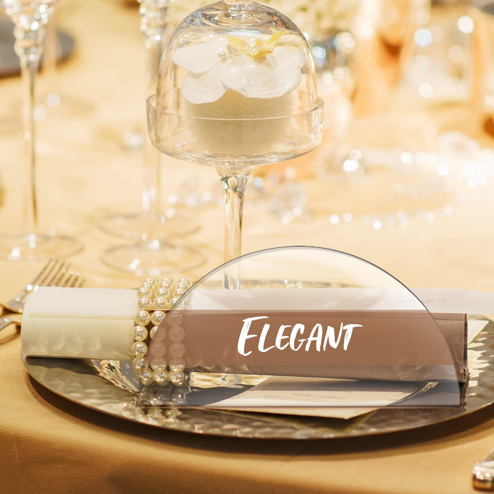 Bucherry 30 Pcs Clear Acrylic Wedding Place Cards, 2 x 4 Inch Half Circle Acrylic Sign DIY Blank Semicircle Acrylic Table Numbers Wish Sign Wedding Reception Event Birthday Party Restaurant