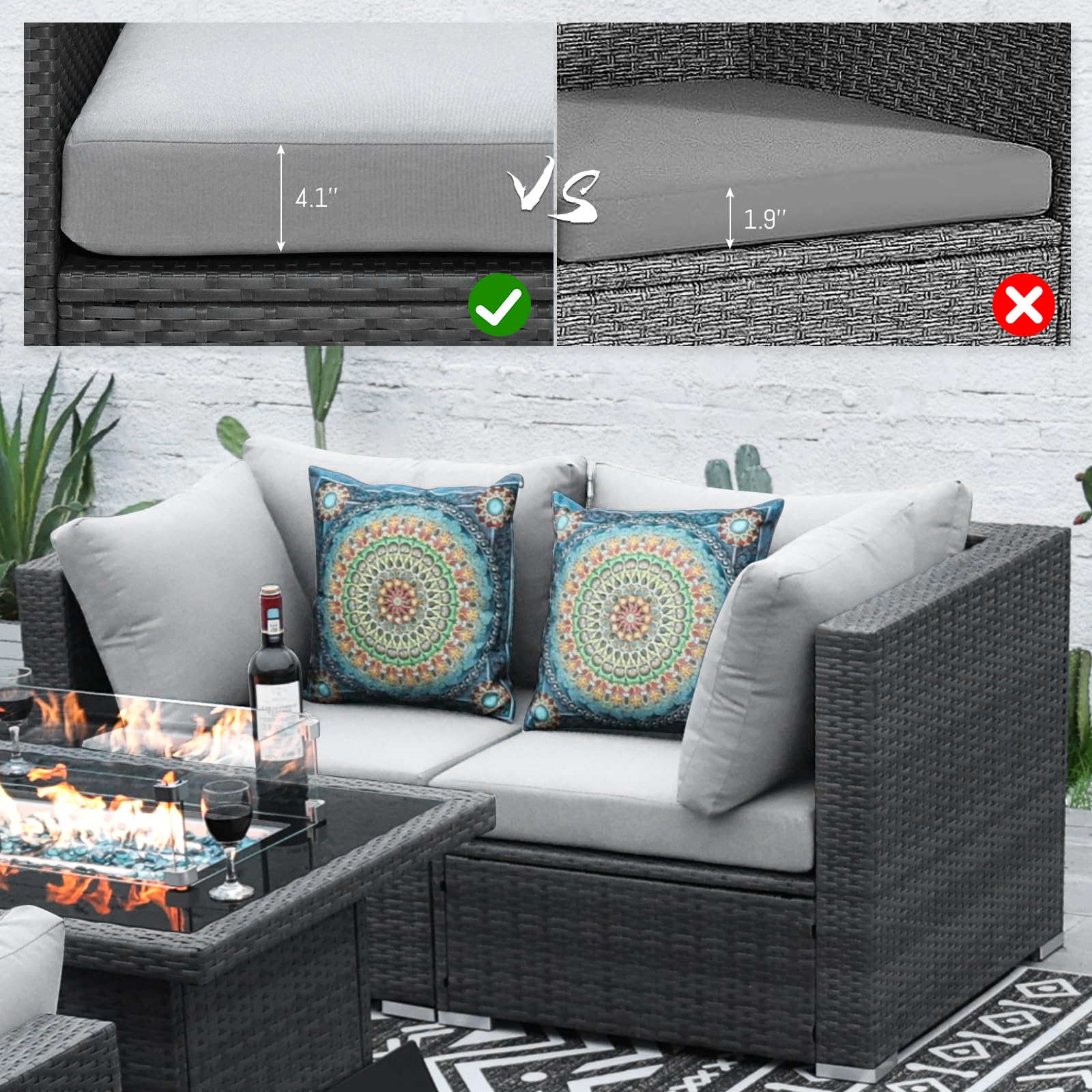 BULEXYARD 1 Piece PE Rattan Patio Furniture Corner Sofa with Thick Cushions Outdoor Wicker Seating for Backyard, Deck, Garden, Balcony (Light Grey)
