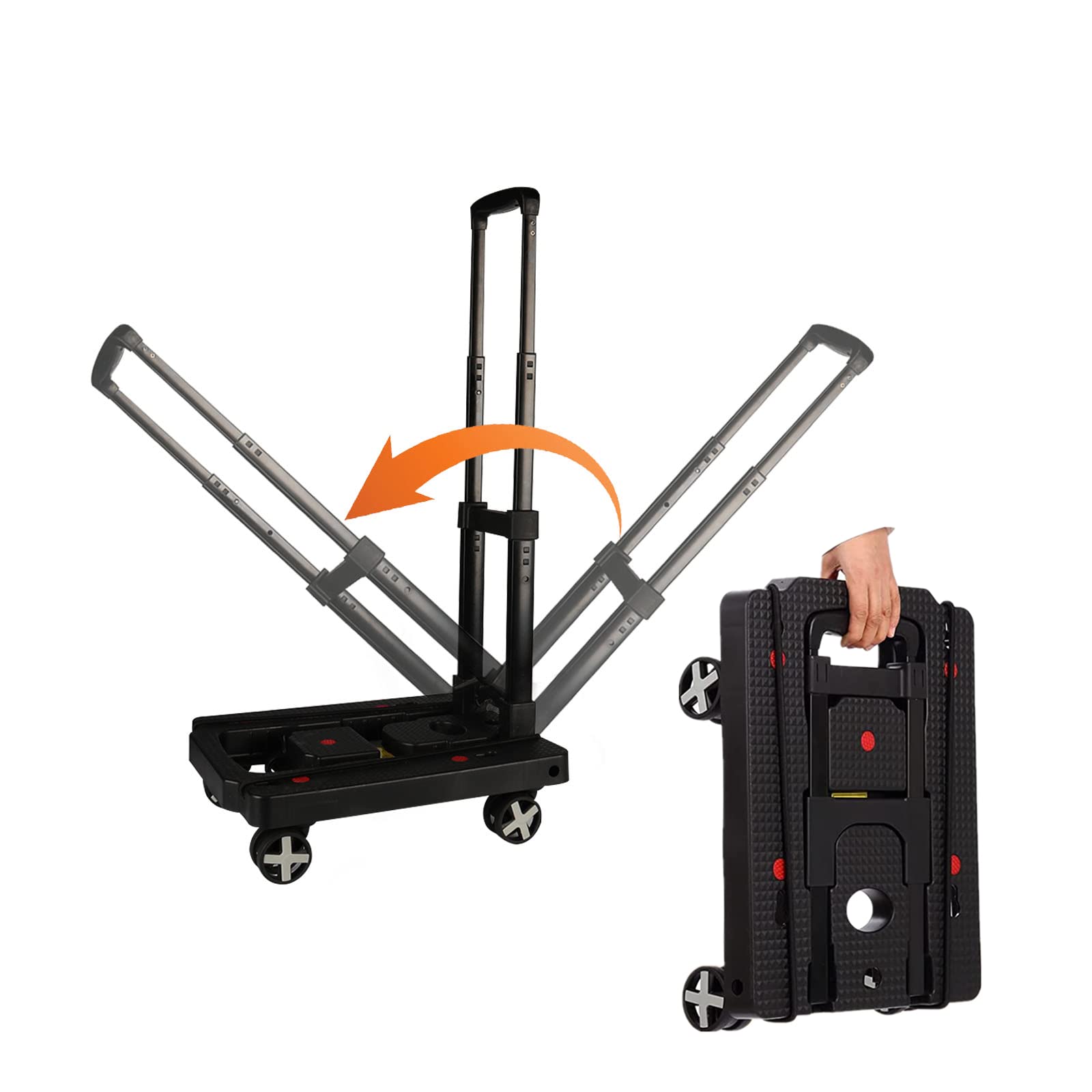 Annisport Folding Dolly Hand Truck, Annisport Folding Hand Truck, Heavy- Duty Dolly, Multi-Purpose, Foldable Hand Truck for Home, Office, School, Workbench and More - Black Set