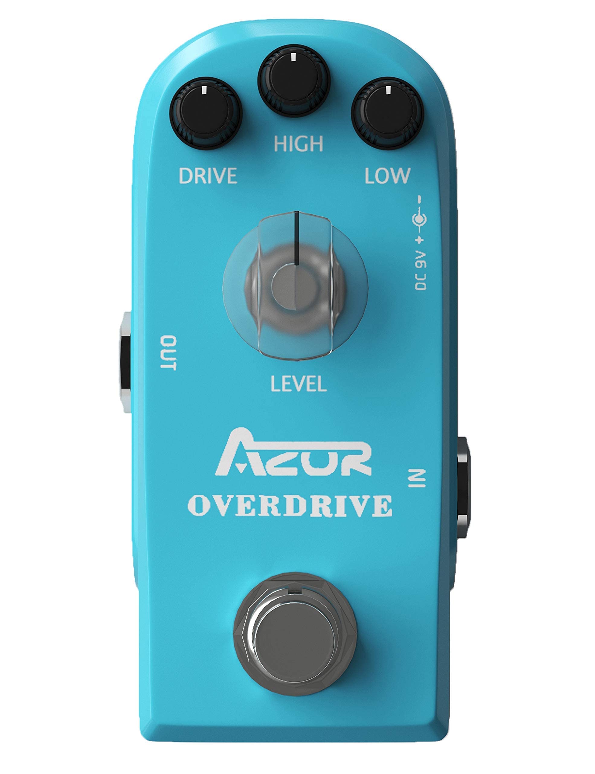 AZOR Pedal Power Adapter with Overdrive Guitar Effect Pedal, Classical Pedal with True Bypass Blue AP-308
