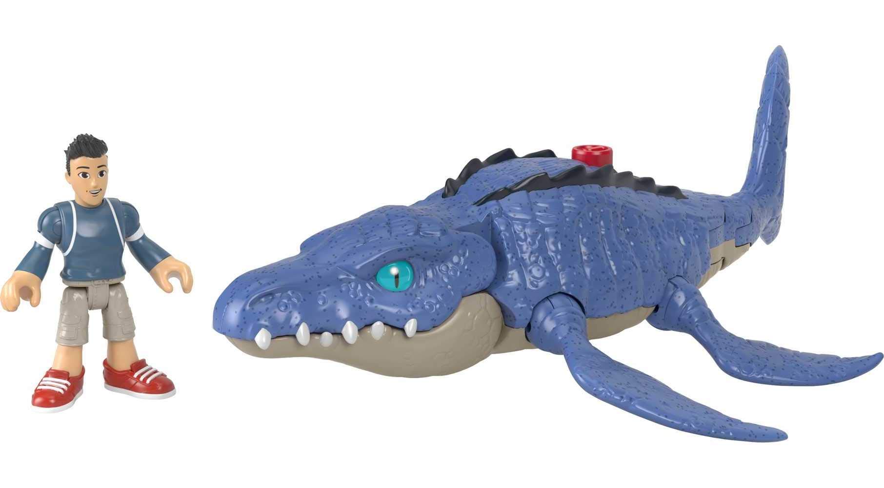 Fisher-Price Imaginext Jurassic World Dinosaur Toy Camp Cretaceous Mosasaurus & Kenji Figure Set for Pretend Play Kids Ages 3+ Years