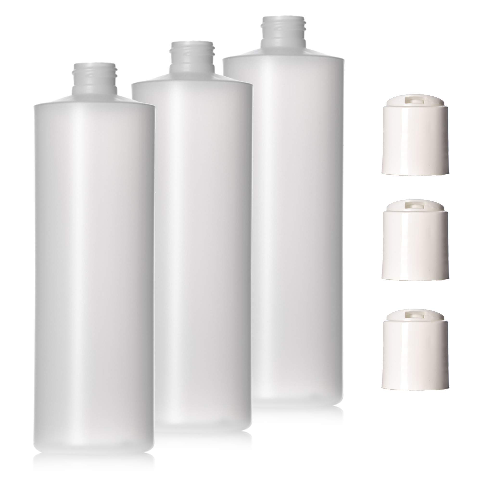 8oz Natural Color HDPE Squeeze Bottles with Disc Cap (3 Pack, 8oz)