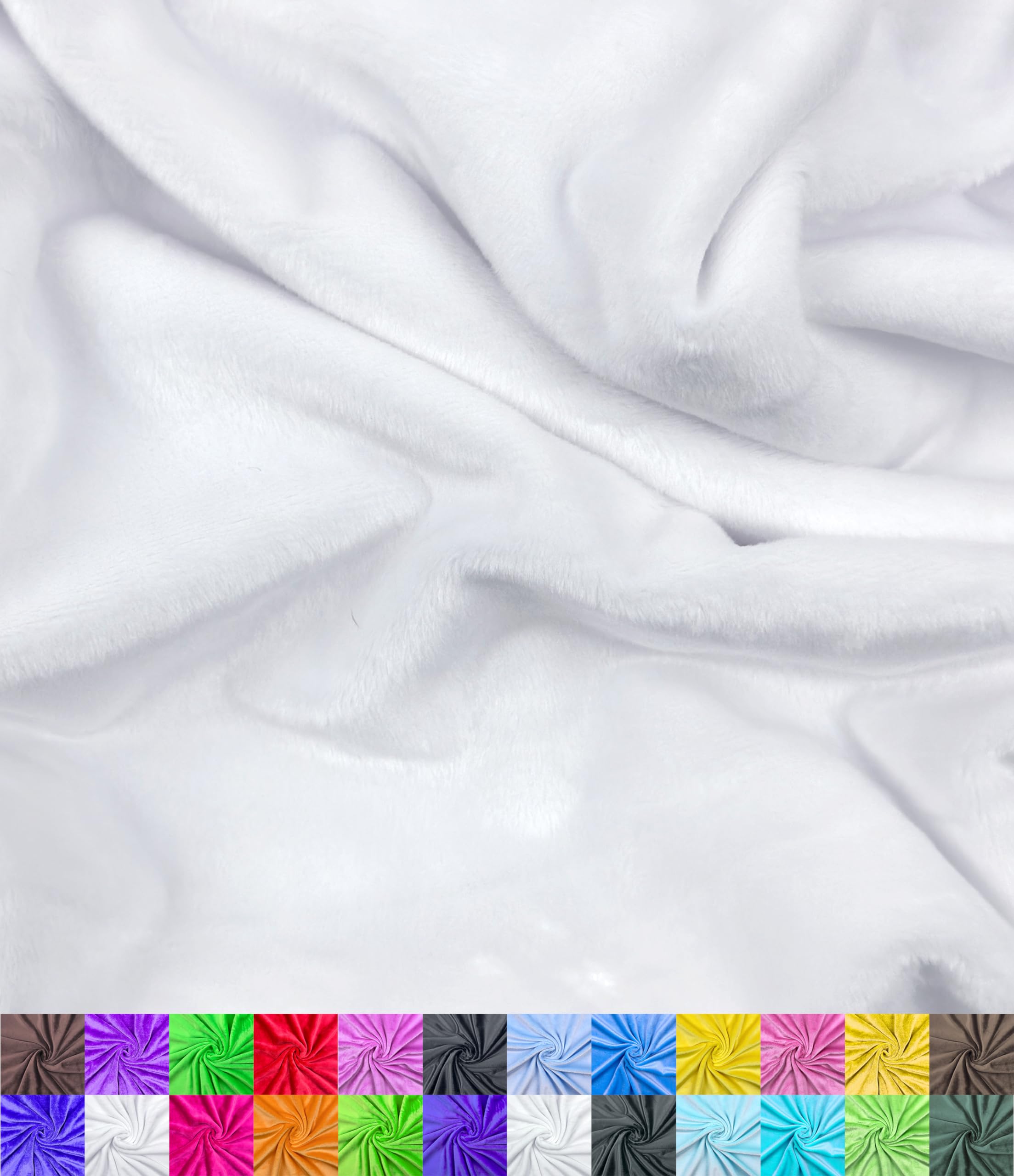 Barcelonetta | Minky Fabric | Plush, Super Soft, Cuddle | Solid Minky | by The Yard | 60" Wide | Baby Blanket, Change Station Cover, Pillow, Scarf, Beanie (White, 1 Yard)