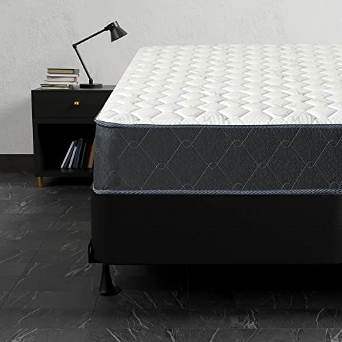 Mayton, 10-Inch Medium Tight Top Memory Foam Pocket Coil Hybrid Mattress, and 8" Split Wood Box Spring set, Twin, Black Box