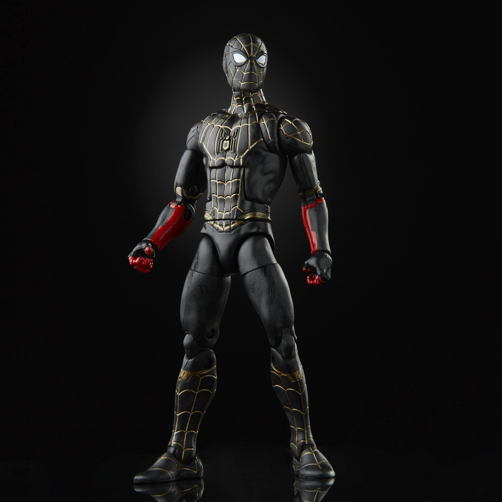 Spider-Man Marvel Legends Series Black & Gold Suit 6-inch Collectible Action Figure Toy, 2 Accessories and 1 Build-A-Figure Part(s)