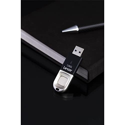 Lexar 64GB Jumpdrive Fingerprint F35 USB 3.0 Flash Drive for Storage Expansion and Backup, Up to 250MB/s Read, Black/Silver (LJDF35-64GBNL)