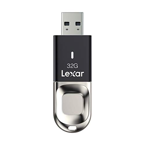 Lexar LJDF35-32GBNL Jumpdrive Fingerprint F35 32 GB USB 3.0 Flash Drive, Black/Silver