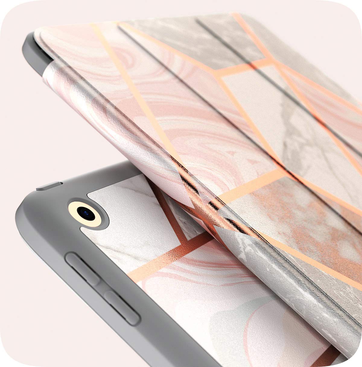 i-Blason Case for iPad 6th Generation, iPad 9.7 Case 2018/2017, [Built-in Screen Protector] Full-Body Trifold [Cosmo] Smart Cover with Auto Sleep/Wake & Pencil Holder for Apple iPad 9.7 Inch (Marble)